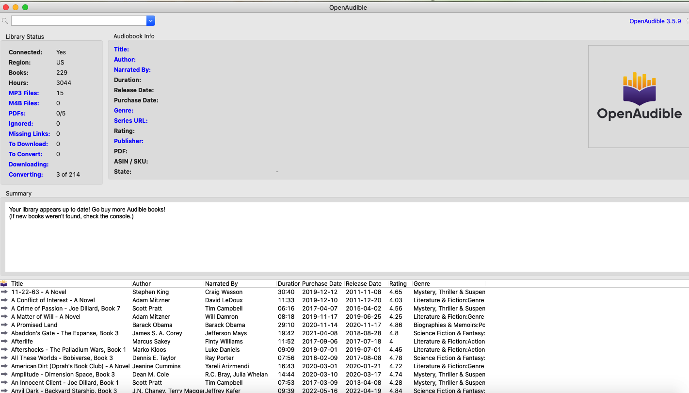 Openaudible Reprocesses Entire Library · Issue 1023 · Openaudible Openaudible · Github