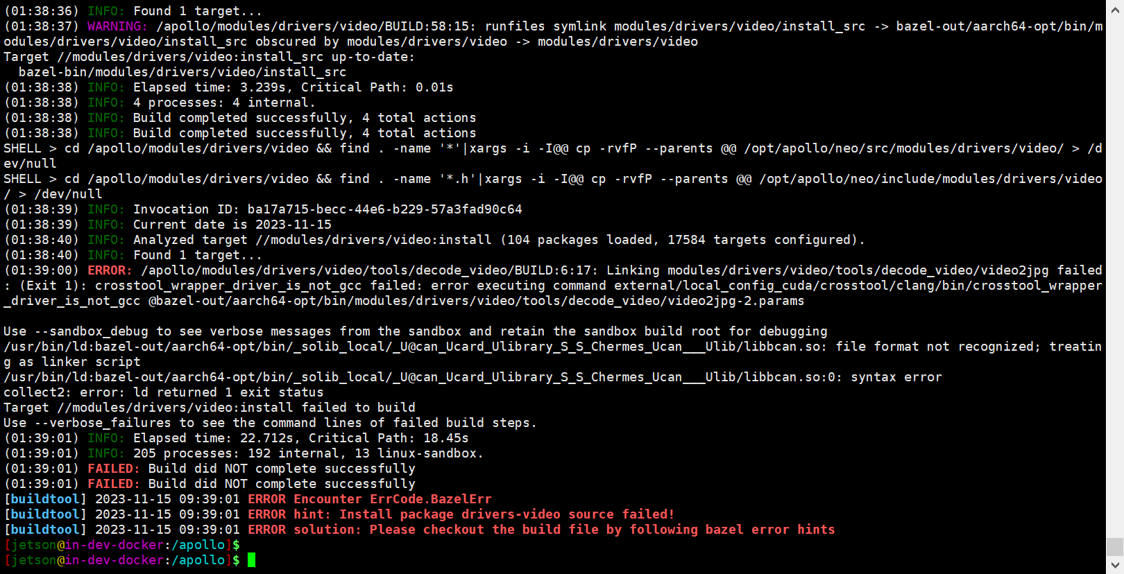 [v9.0.0-beta],error "Build failed! " · Issue #15191 · ApolloAuto/apollo · GitHub