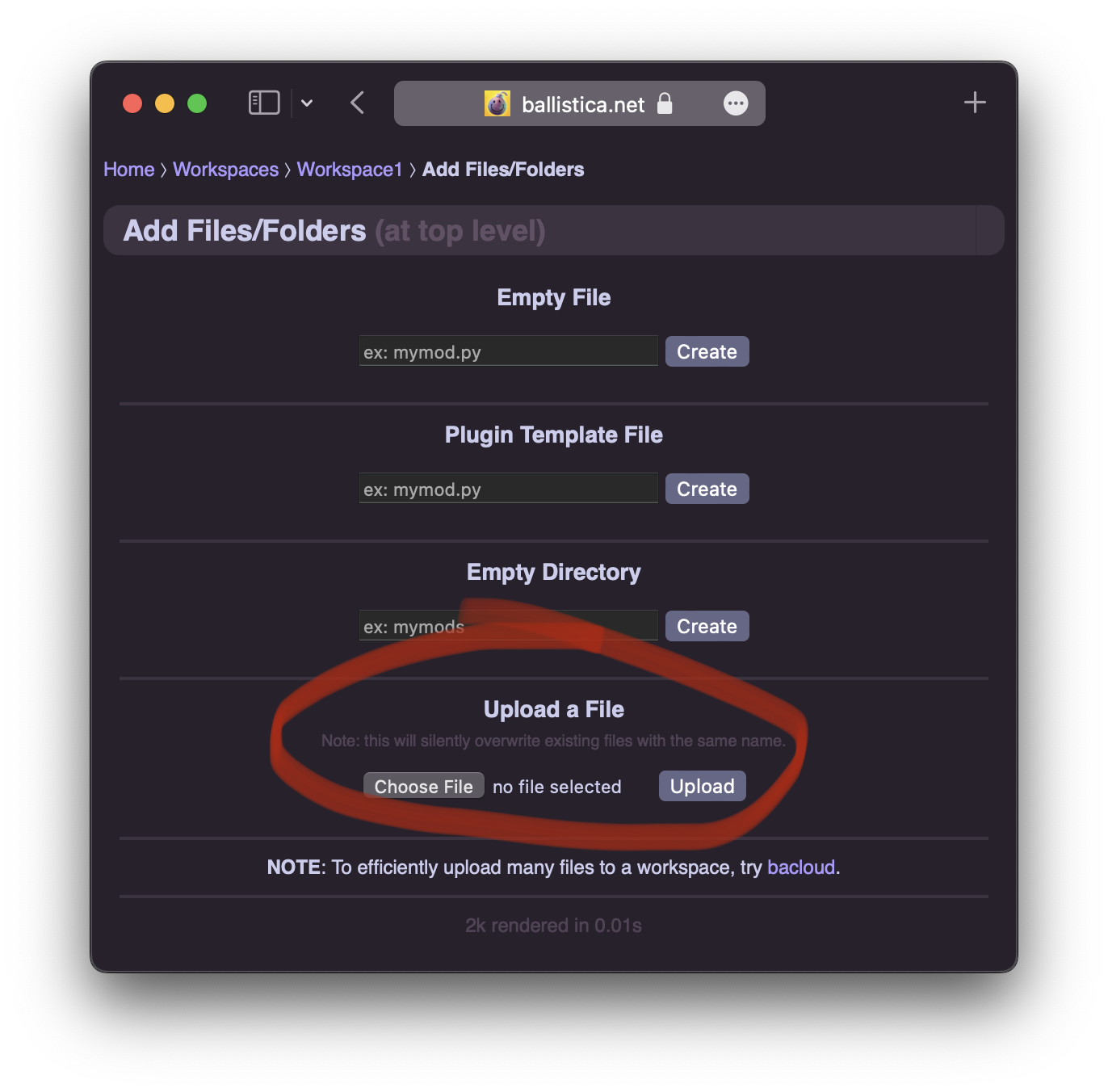 Upload files directly to workspaces · Issue #439 · efroemling/ballistica · GitHub