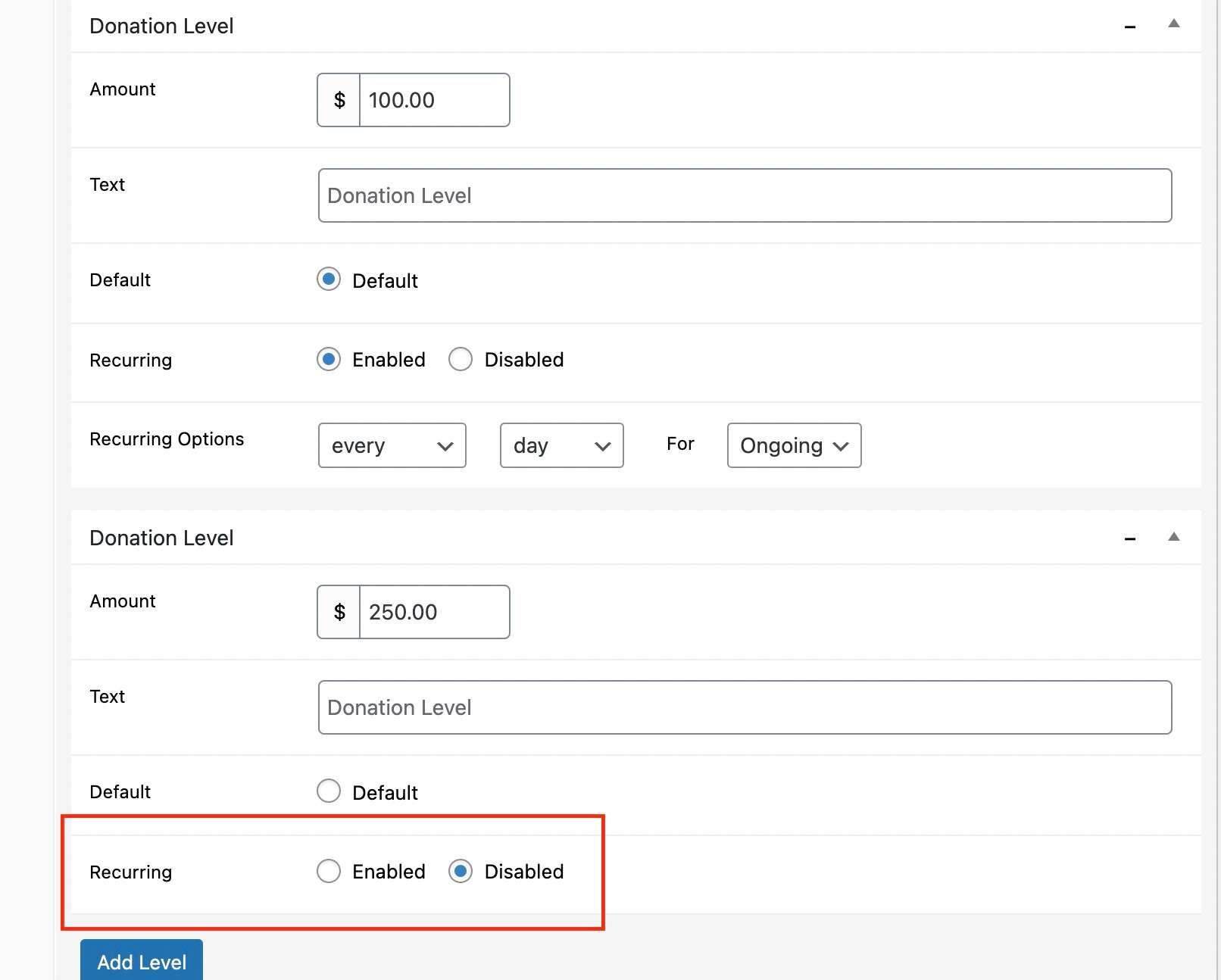 Donation level options text should not include HTML · Issue #5893 · impress-org/givewp · GitHub
