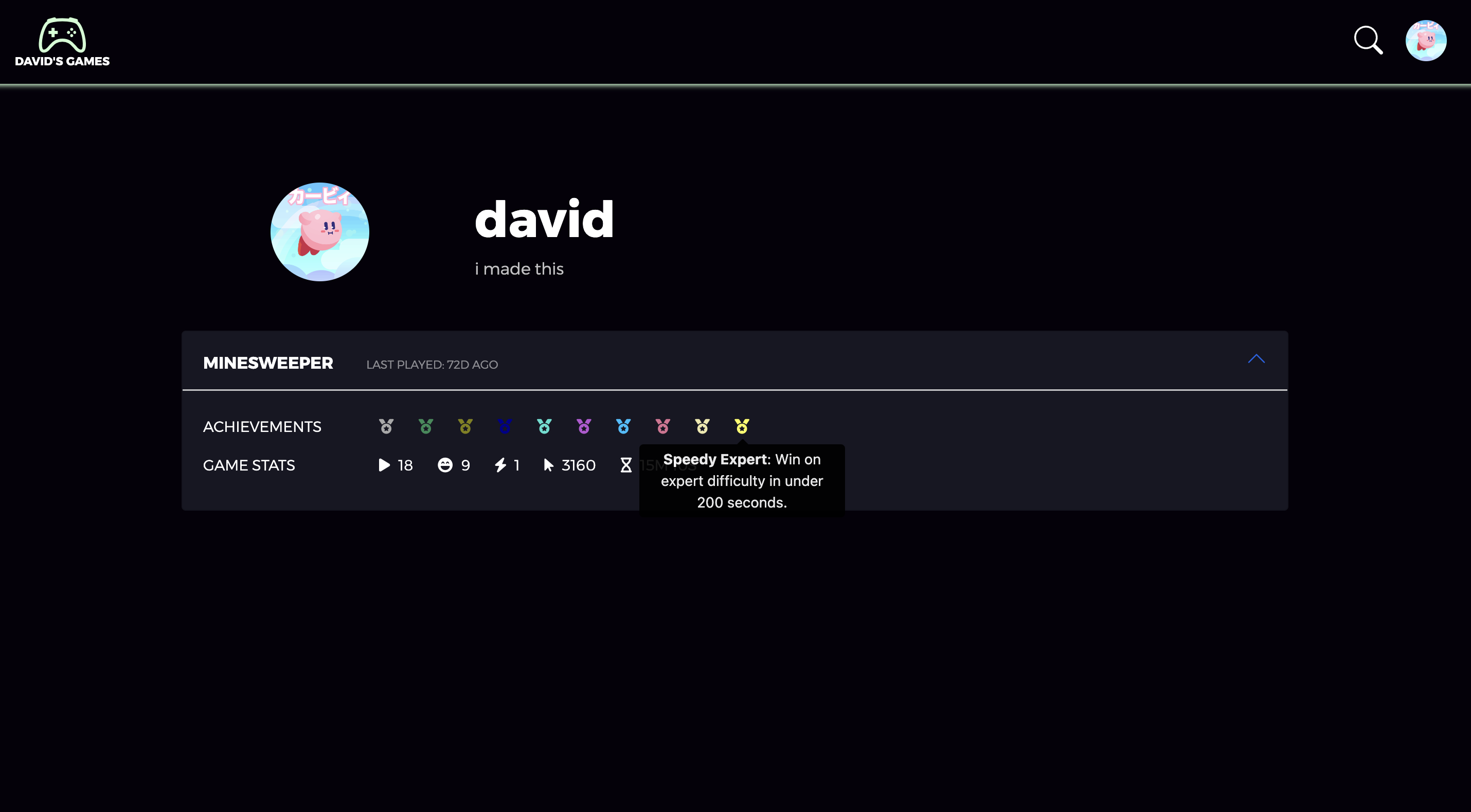 GitHub - davkluo/davids-games: Game vault site with leaderboards, personal achievements, and ...