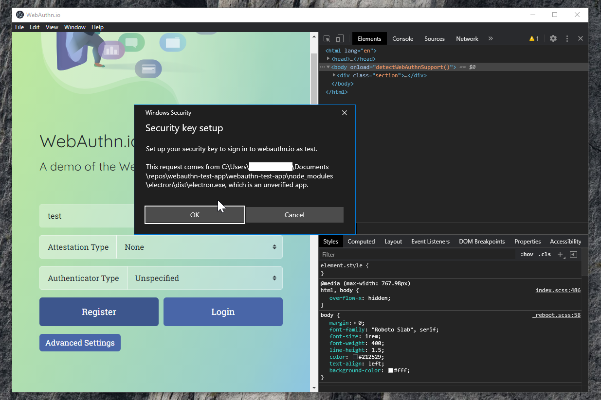 WebAuthn authentication prompt does not work on macOS · Issue #27355 · electron/electron · GitHub