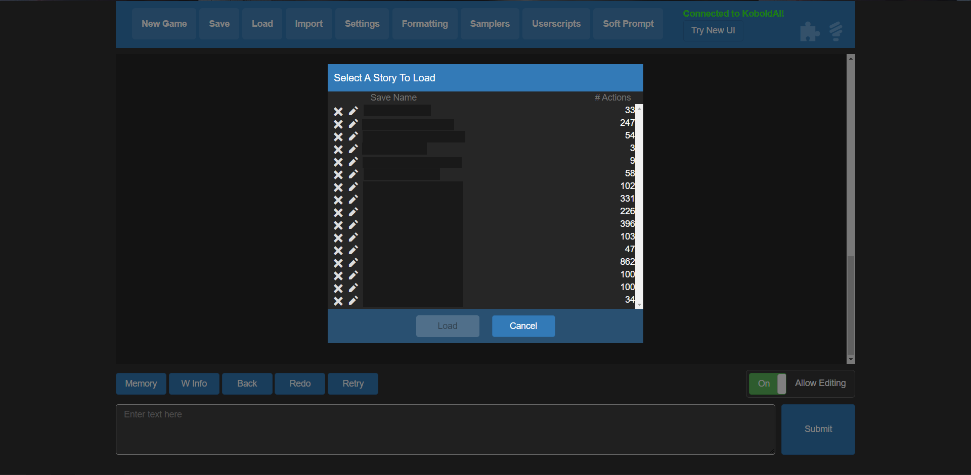 Action Count is broken · Issue #287 · ebolam/KoboldAI · GitHub