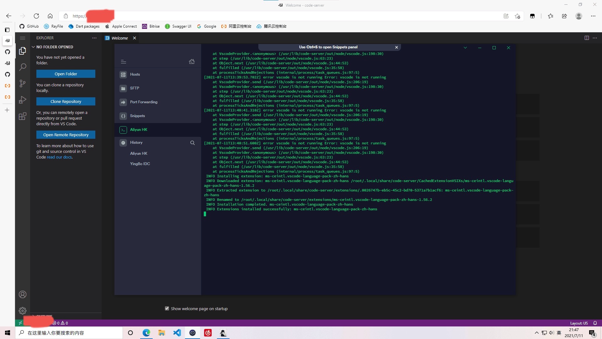 Language extension not works. · Issue #3765 · coder/code-server · GitHub
