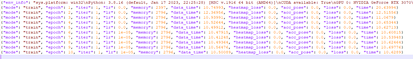 After training custom dataset the loss and acc_pose are 0 · Issue #2537 · open-mmlab/mmpose · GitHub