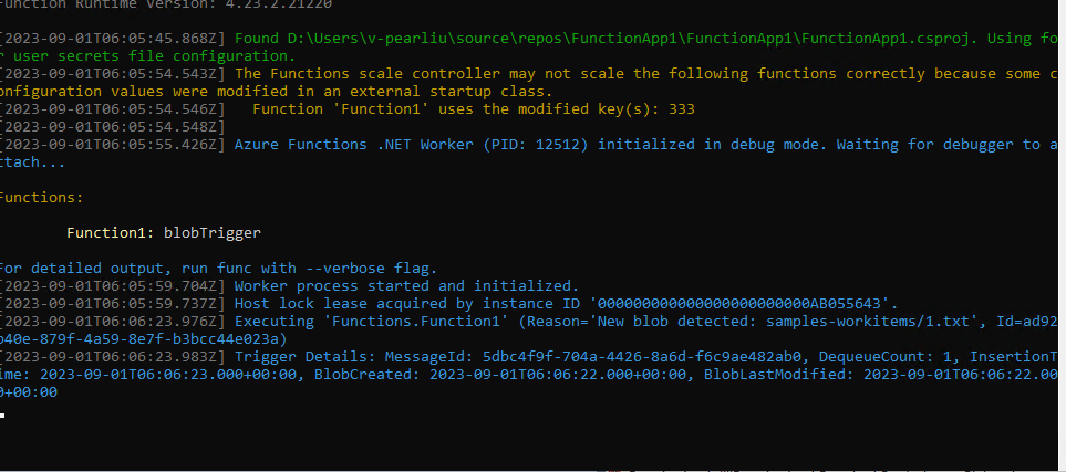After create an isolated Azure Function using the Blob trigger, the package version is incorrect ...