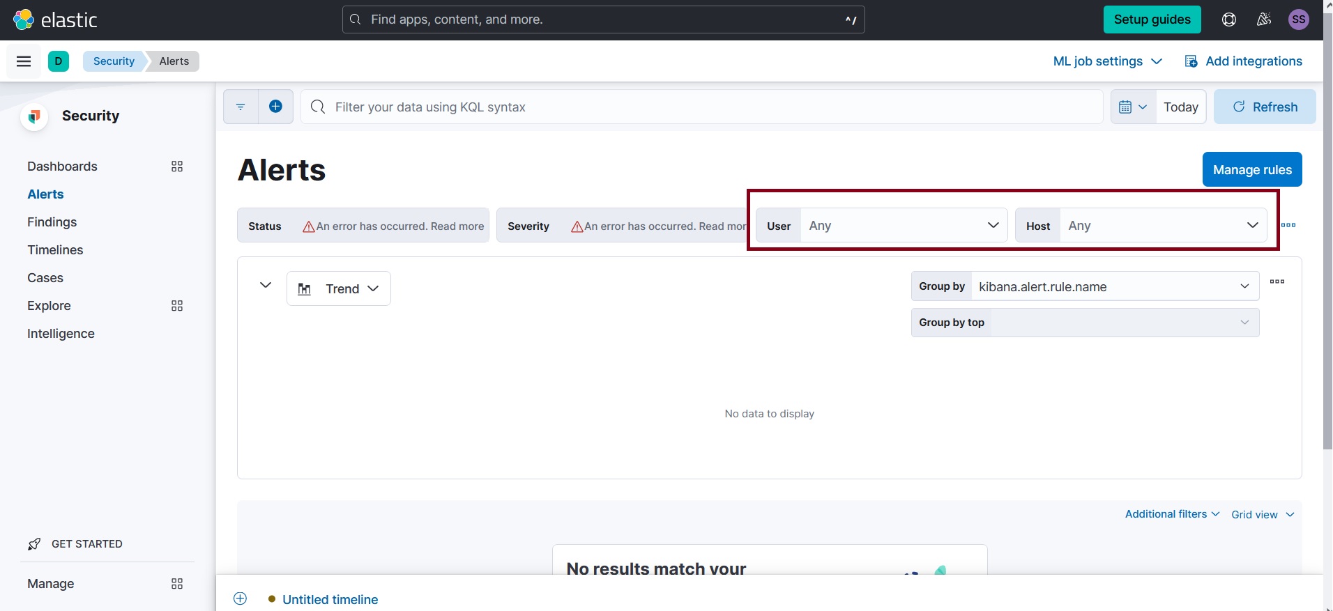 [Security Solution] User and Host filter on alert page are not working correctly in case of ...