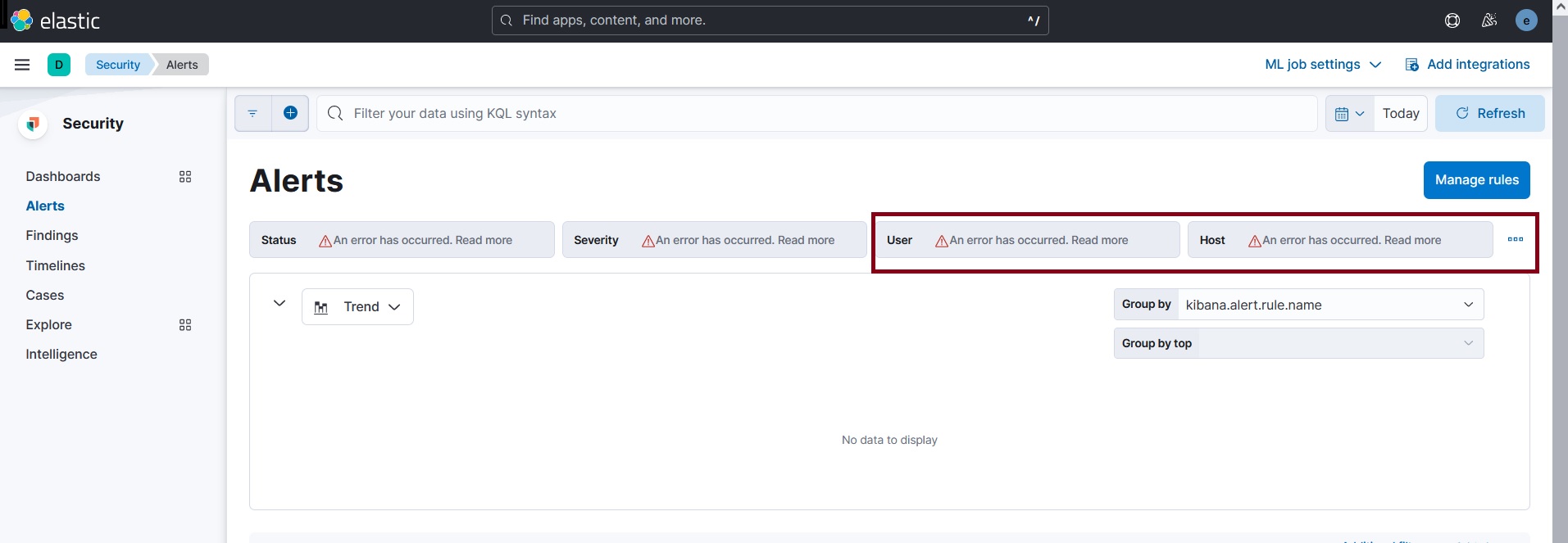 [Security Solution] User and Host filter on alert page are not working correctly in case of ...