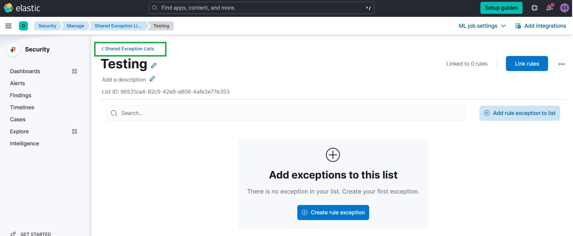 [Security Solution]Back navigation link name is not matching with Breadcrumb for shared ...