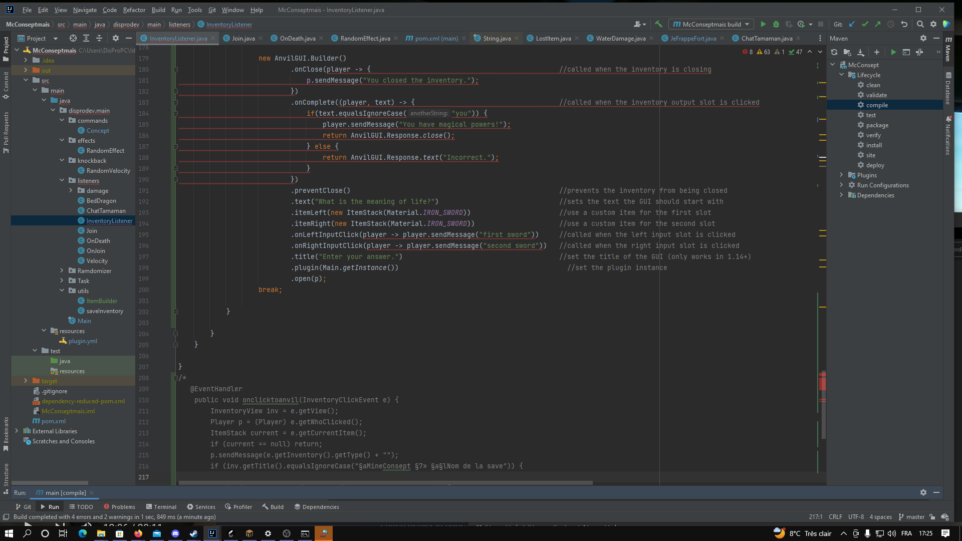 Plugin Mcconsept V10 Snapshot Has Failed To Register Events For Class Disprodevmainlisteners