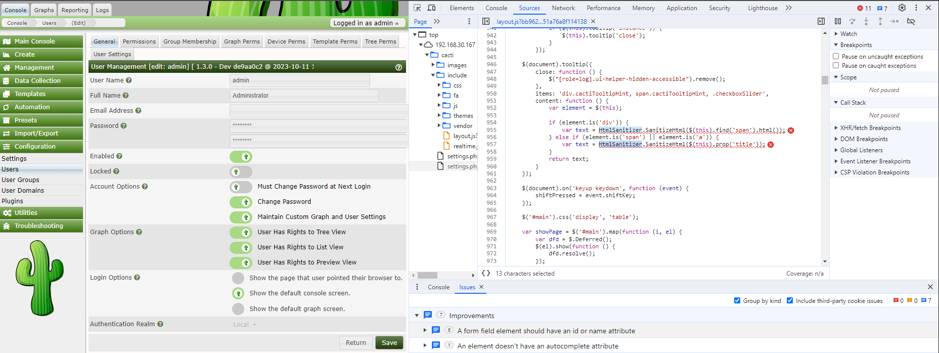 1.3.0 dev - Tooltip hints not popping up on any form · Issue #5529 · Cacti/cacti · GitHub