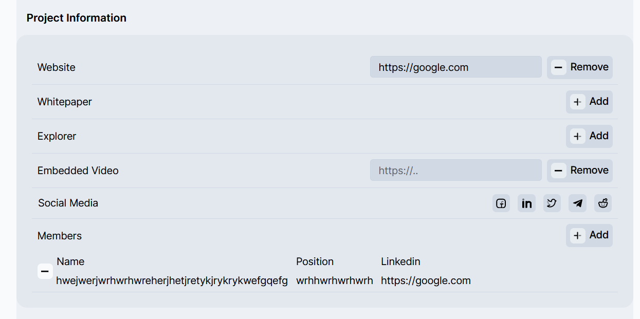 No Input Validation Characters/Length on IDO Members information which also breaks UI on voting ...