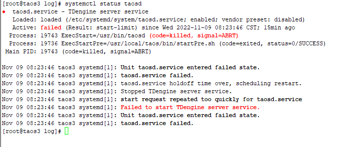 Taosd3015 Start Failed · Issue 17978 · Taosdatatdengine · Github