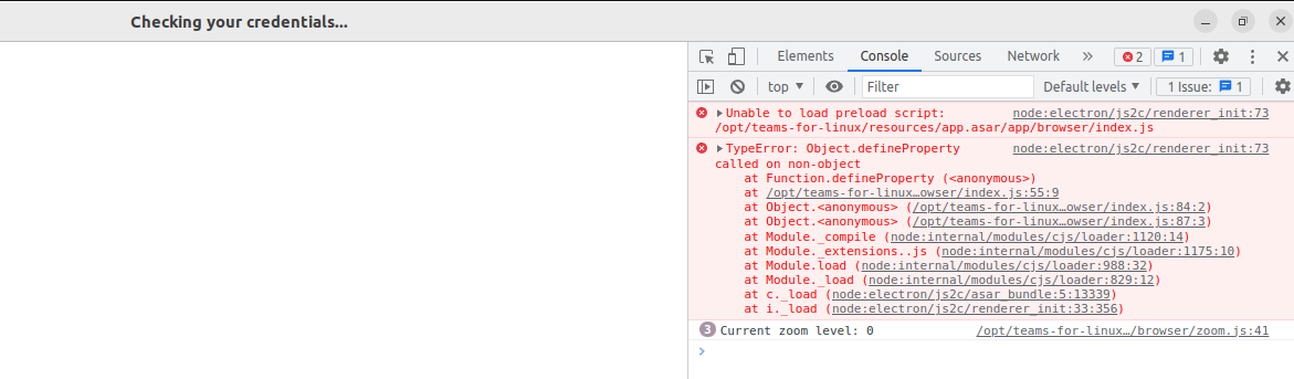 Stuck at "checking your credentials" · Issue #657 · IsmaelMartinez/teams-for-linux · GitHub