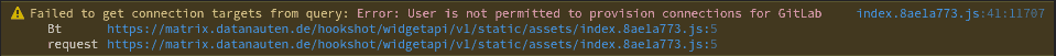 Widget Misleading Error Message On Error User Is Not Permitted To Provision Connections For 