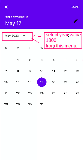 Calender content is overlapped with previous content after changing the year value to 1800 in ...