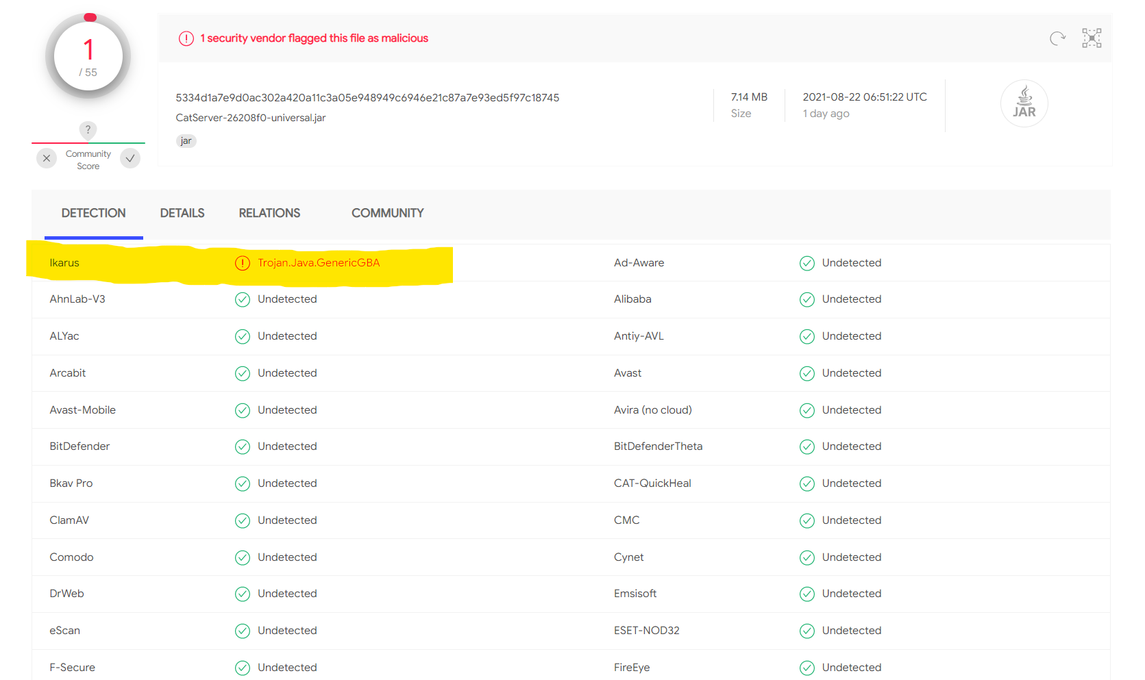 Virus Detected on Downloading · Issue #352 · Luohuayu/CatServer · GitHub