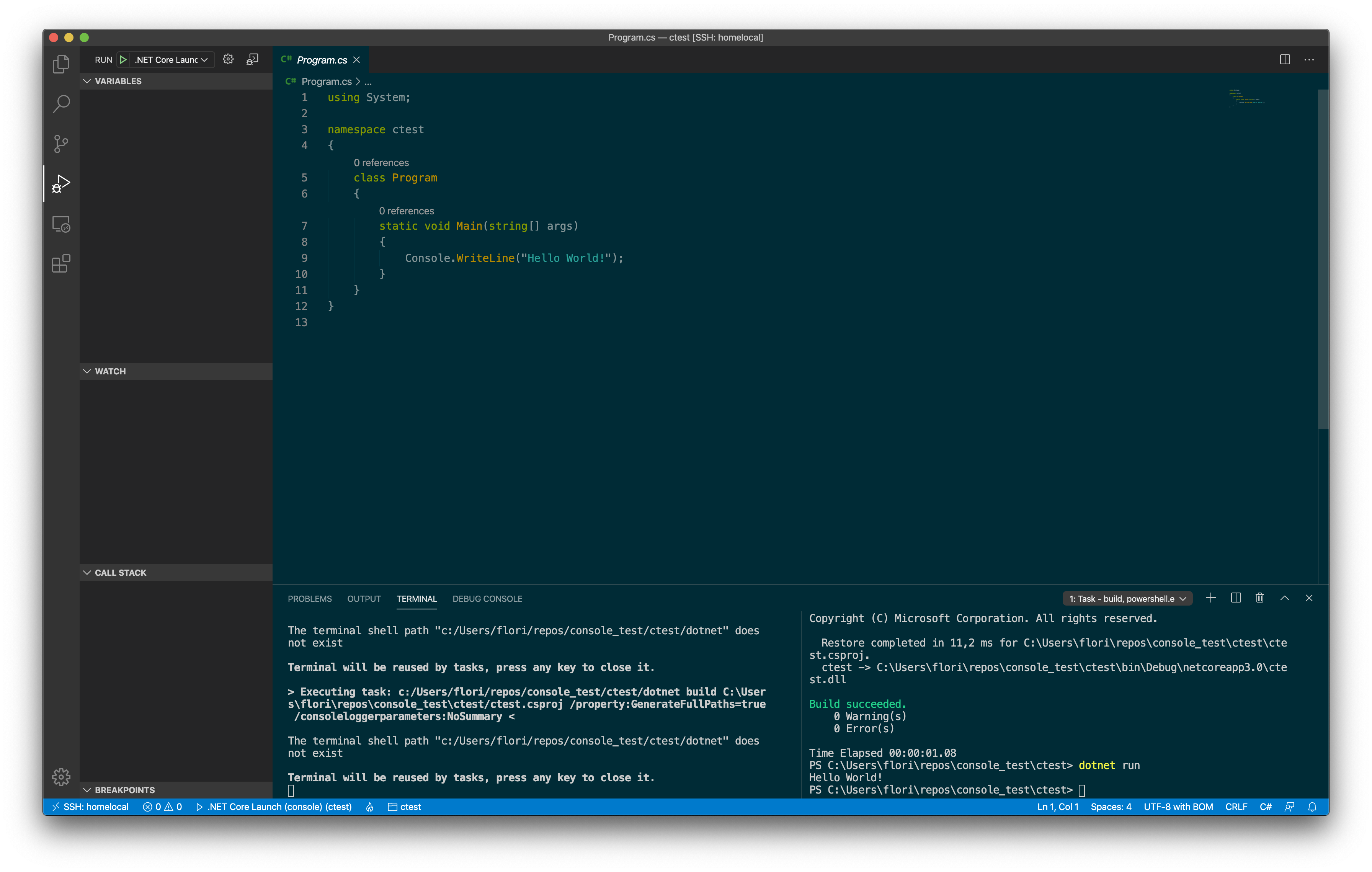 dotnet shell command not found · Issue #2747 · microsoft/vscode-remote-release · GitHub