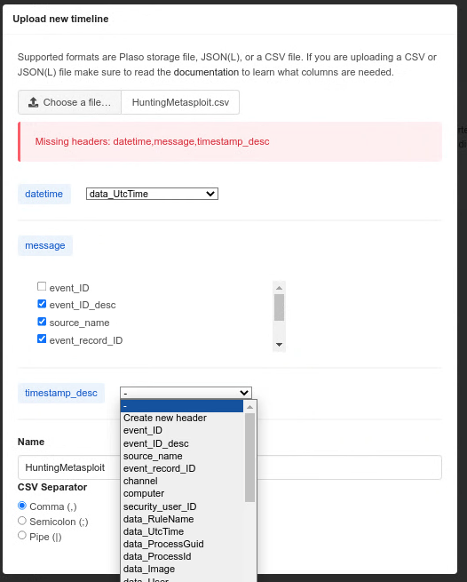 Import CSV: Checkbox for multiple fields selection · Issue #2273 · google/timesketch · GitHub
