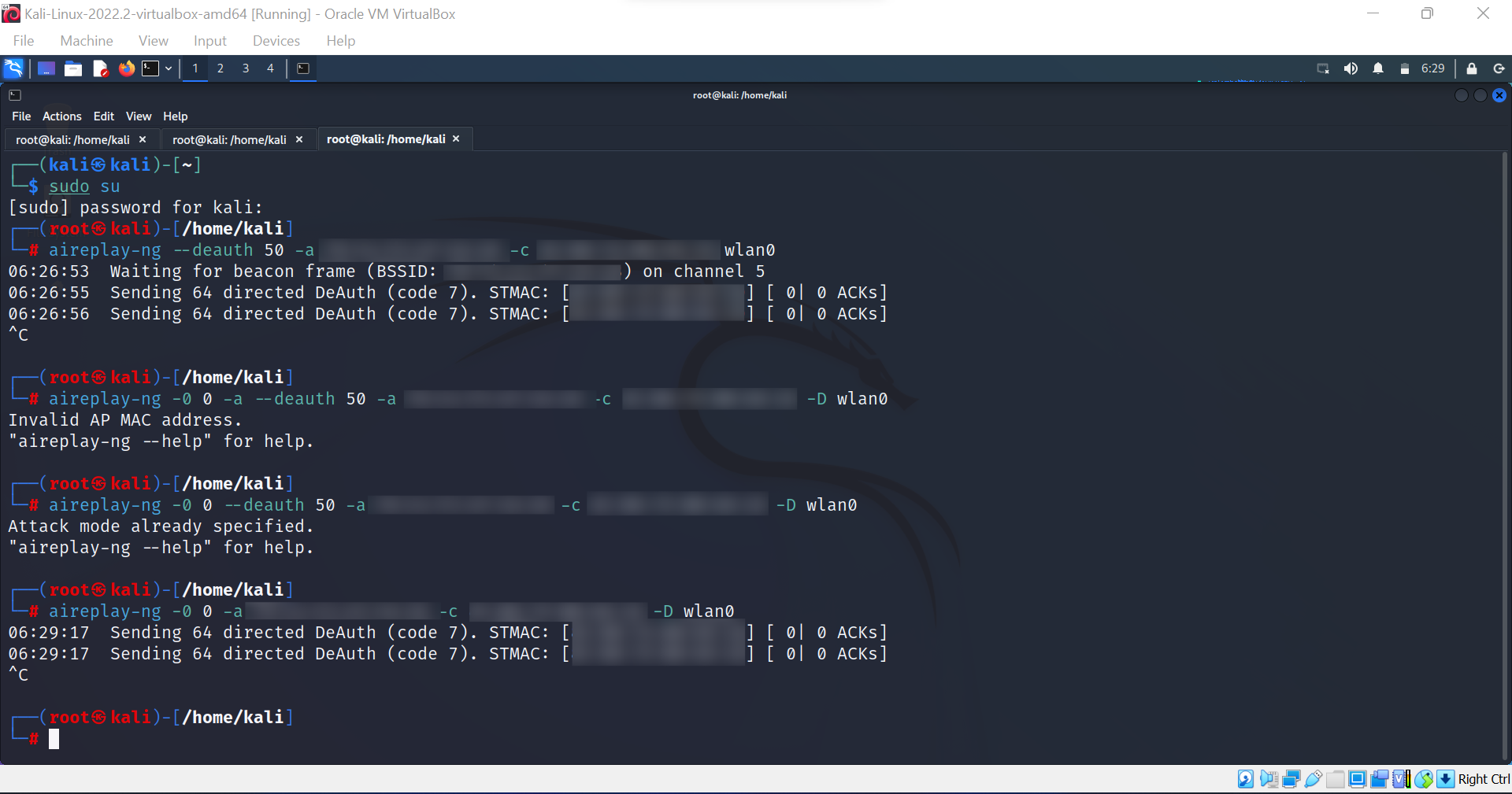 aireplay-ng does not send --deauth command properly on Kali Linux ...