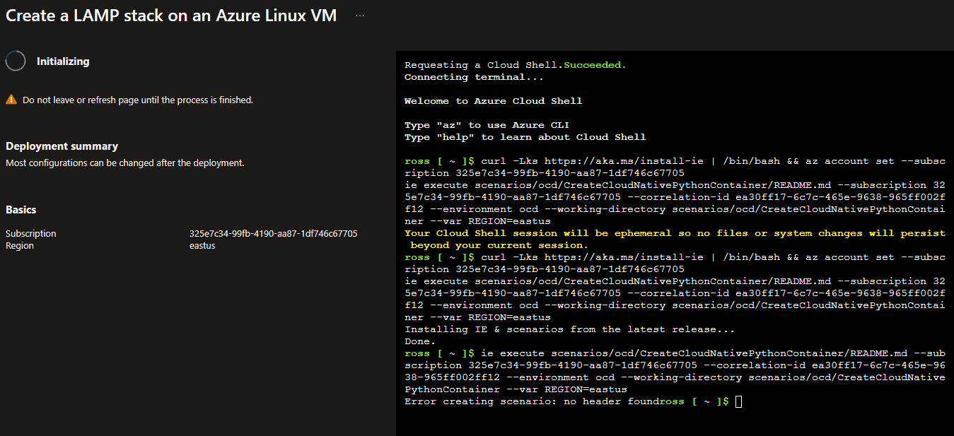 Error Creating Scenrio No Header Found · Issue 59 · Azure