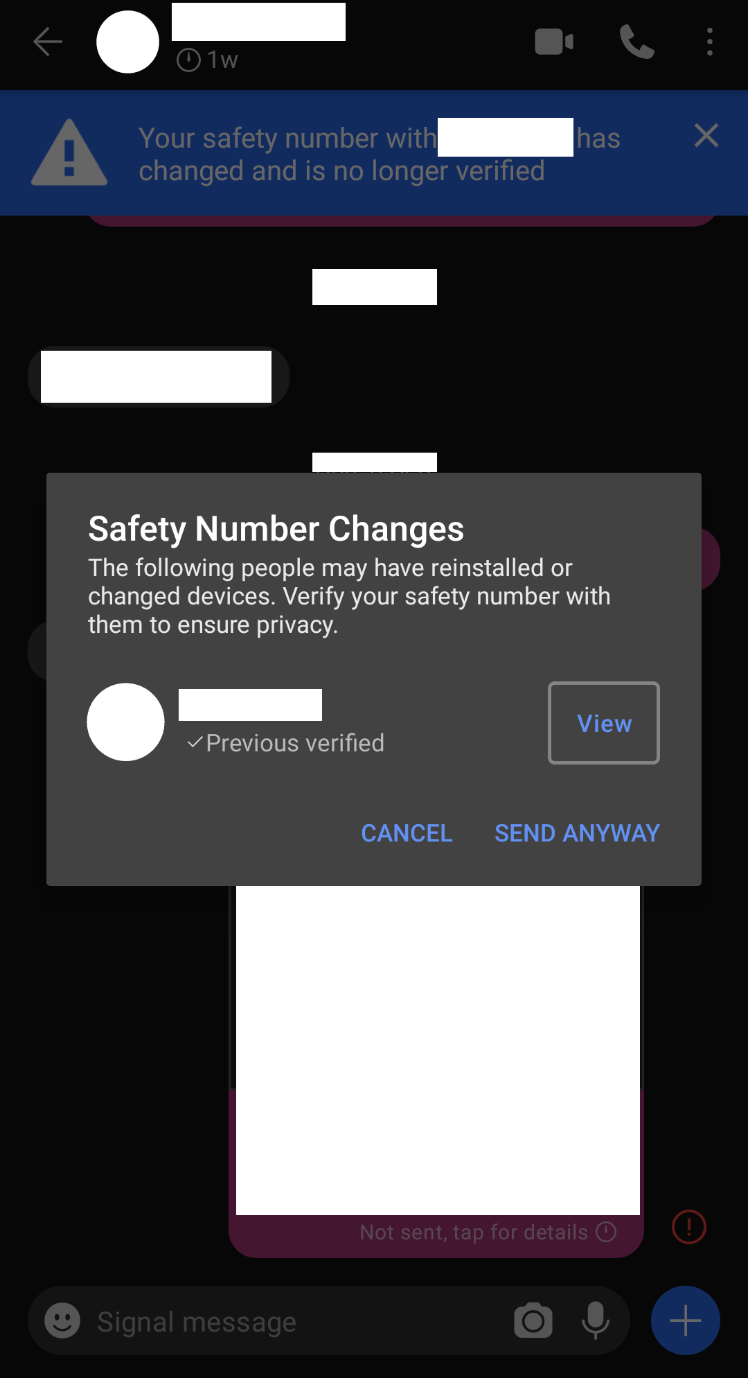 Could not send combined multimedia and text message to Signal contact ...