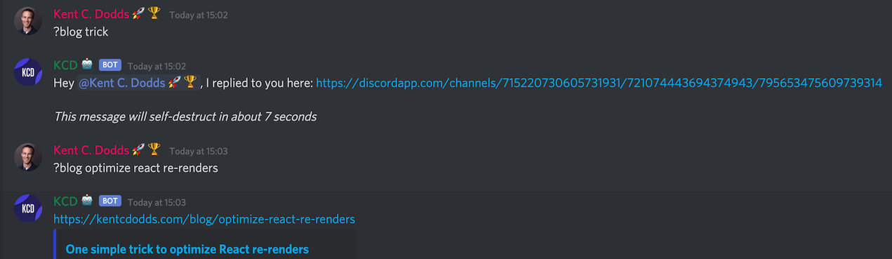 Self-destructing message stayed alive · Issue #44 · kentcdodds/kcd-discord-bot-v1 · GitHub