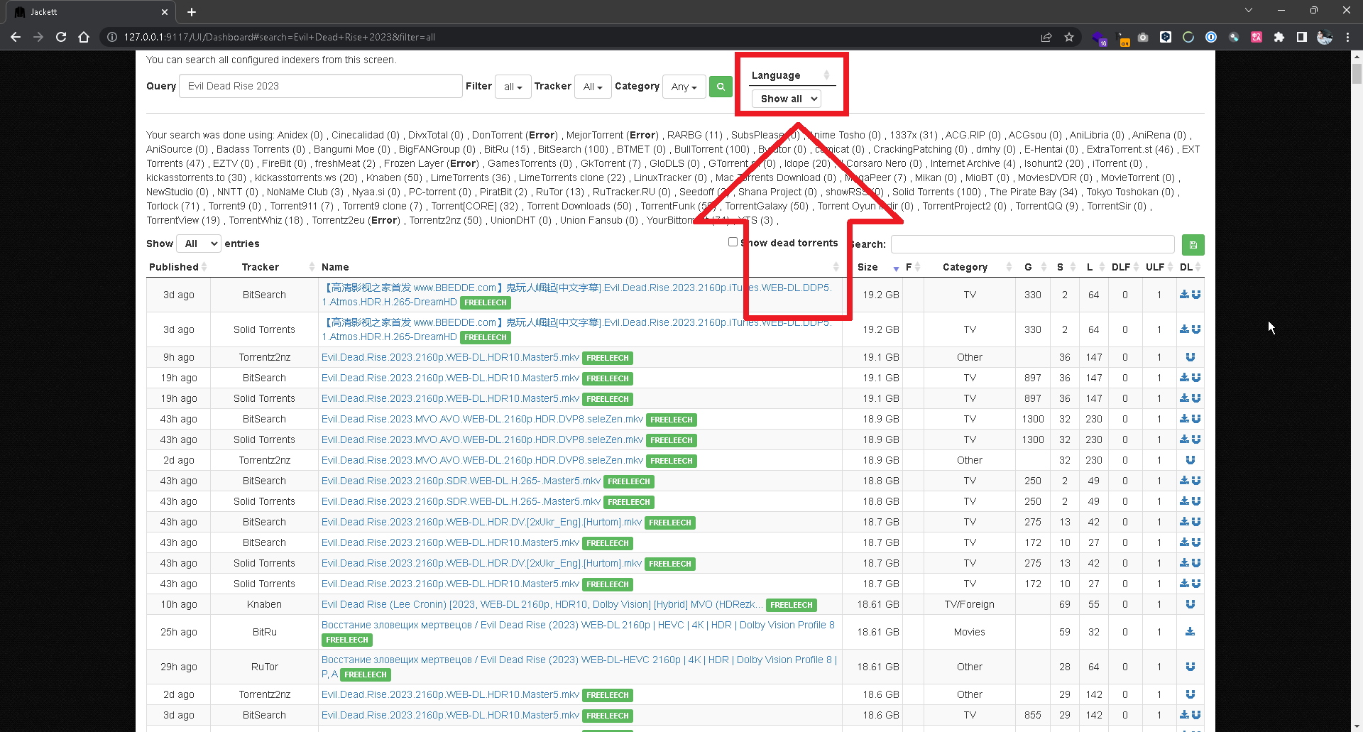 [req]: Please add the language filter in the results screen. · Issue #14323 · Jackett/Jackett ...