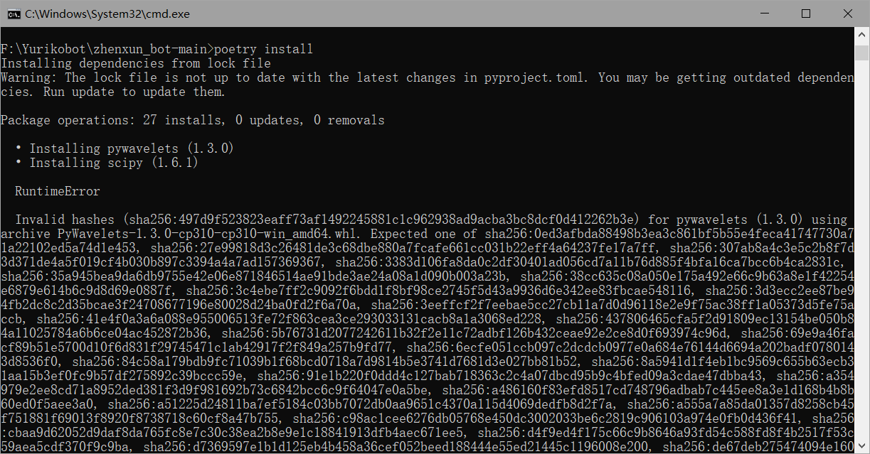 Poetry安装时候出错 · Issue 920 · Hibikierzhenxunbot · Github 