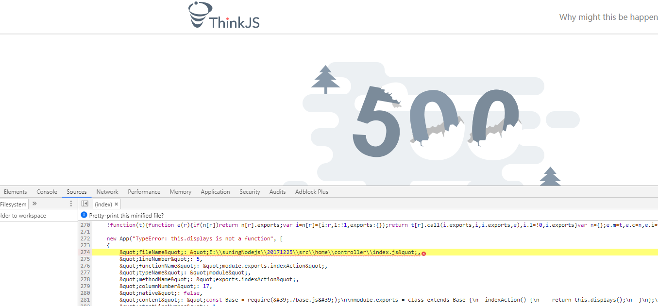thinkjs 3的500页面无法出现堆栈信息 · Issue #1025 · thinkjs/thinkjs · GitHub