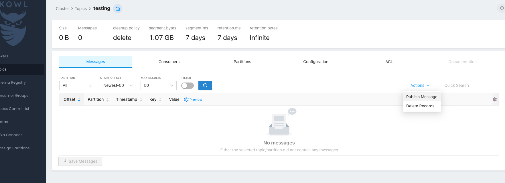 Getting an error on "Publish message" action · Issue #357 · redpanda-data/console · GitHub