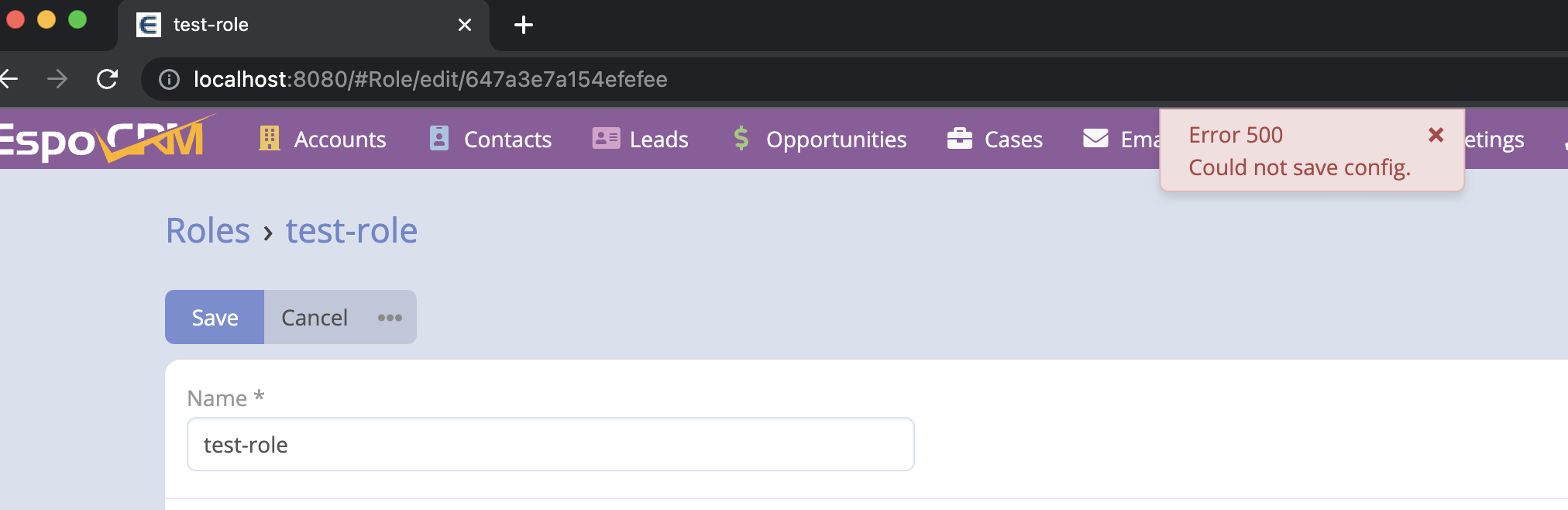 Error while performing creating/updating roles with AWS S3 configured as the file storage ...