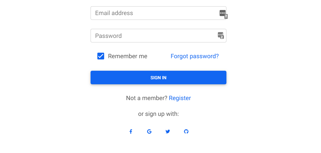  mdbootstrap react login form Npm
