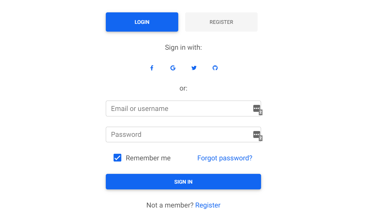  mdbootstrap react login form Npm