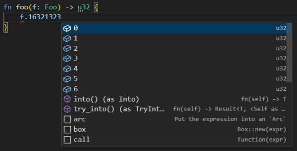 Completion for tuple struct's indices is problematic · Issue #14391 · rust-lang/rust-analyzer ...