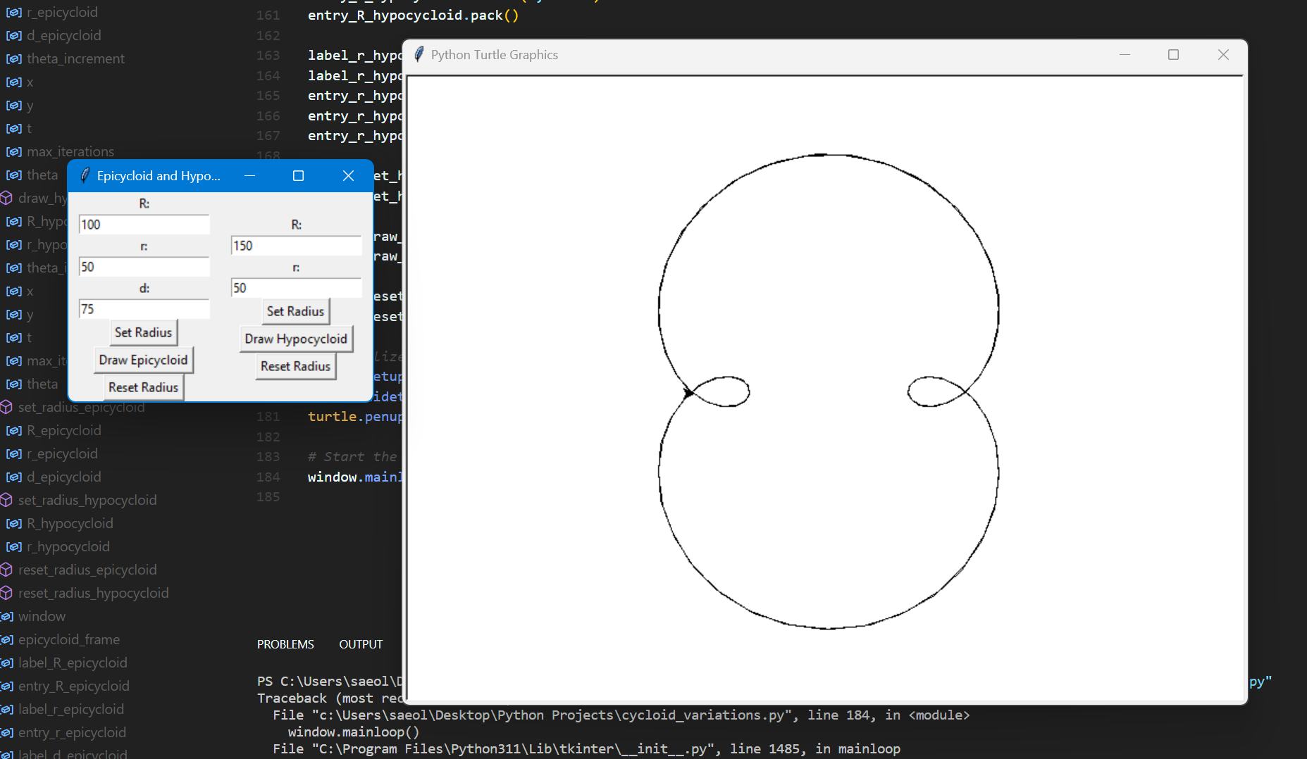Github Saeol0415 Cycloid Variations A Python Program That Draws Epicycloid And Hypocycloid
