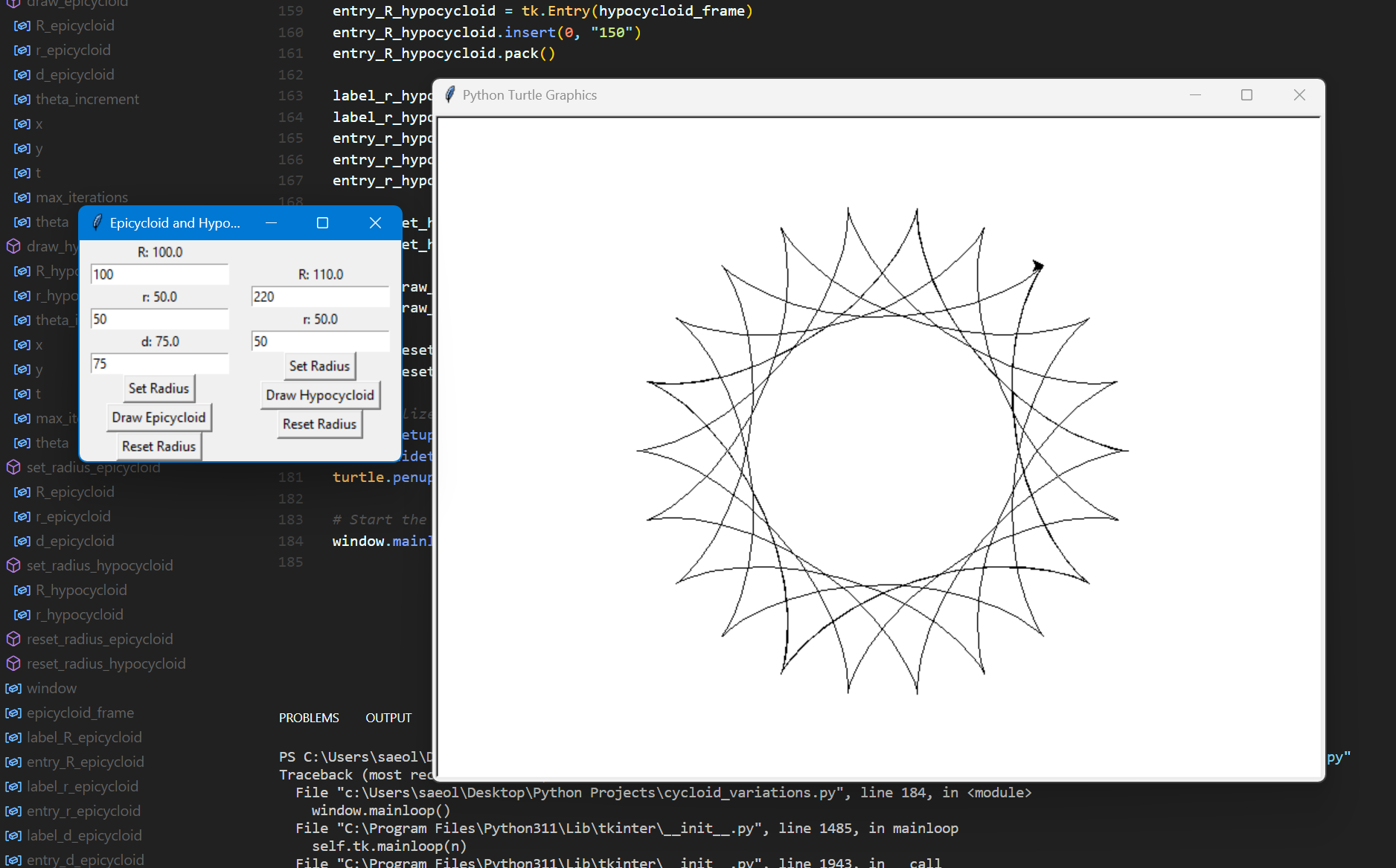 GitHub - saeol0415/Cycloid-Variations: A python program that draws epicycloid and hypocycloid ...