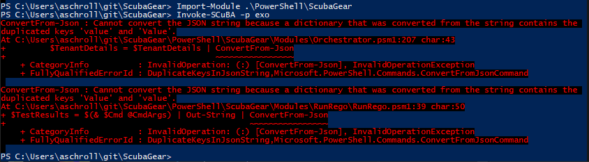 ScubaGear fatal error when assessing Exchange Online service · Issue #132 · cisagov/ScubaGear ...
