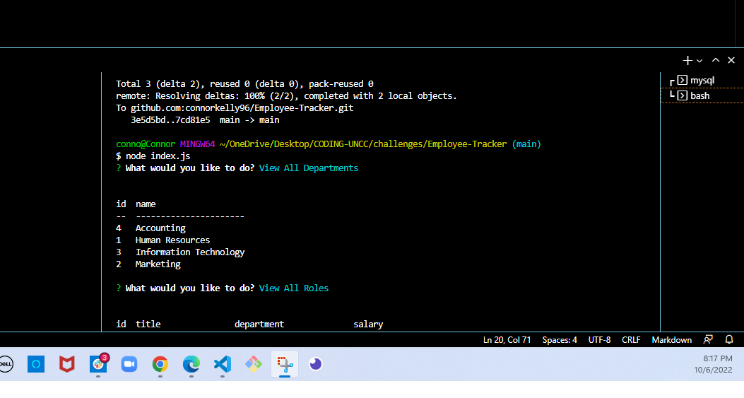 GitHub - connorkelly96/Employee-Tracker