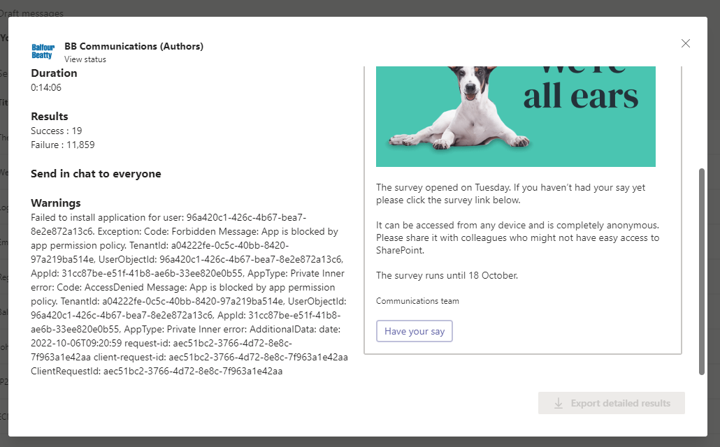 Message failed to send when targeting 11500 users (See error message below) · Issue #889 ...