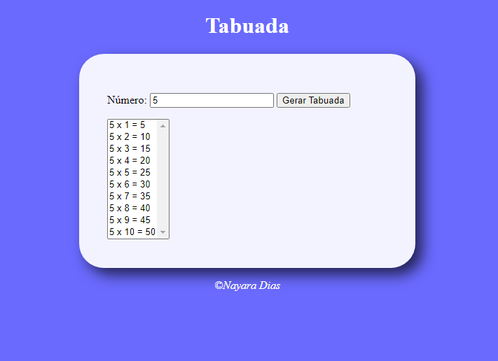 GitHub - nayaradias1/tabuada