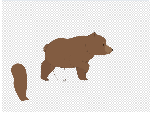 Walking Bear sprite, when ungrouped, one leg's fill is not connected to ...