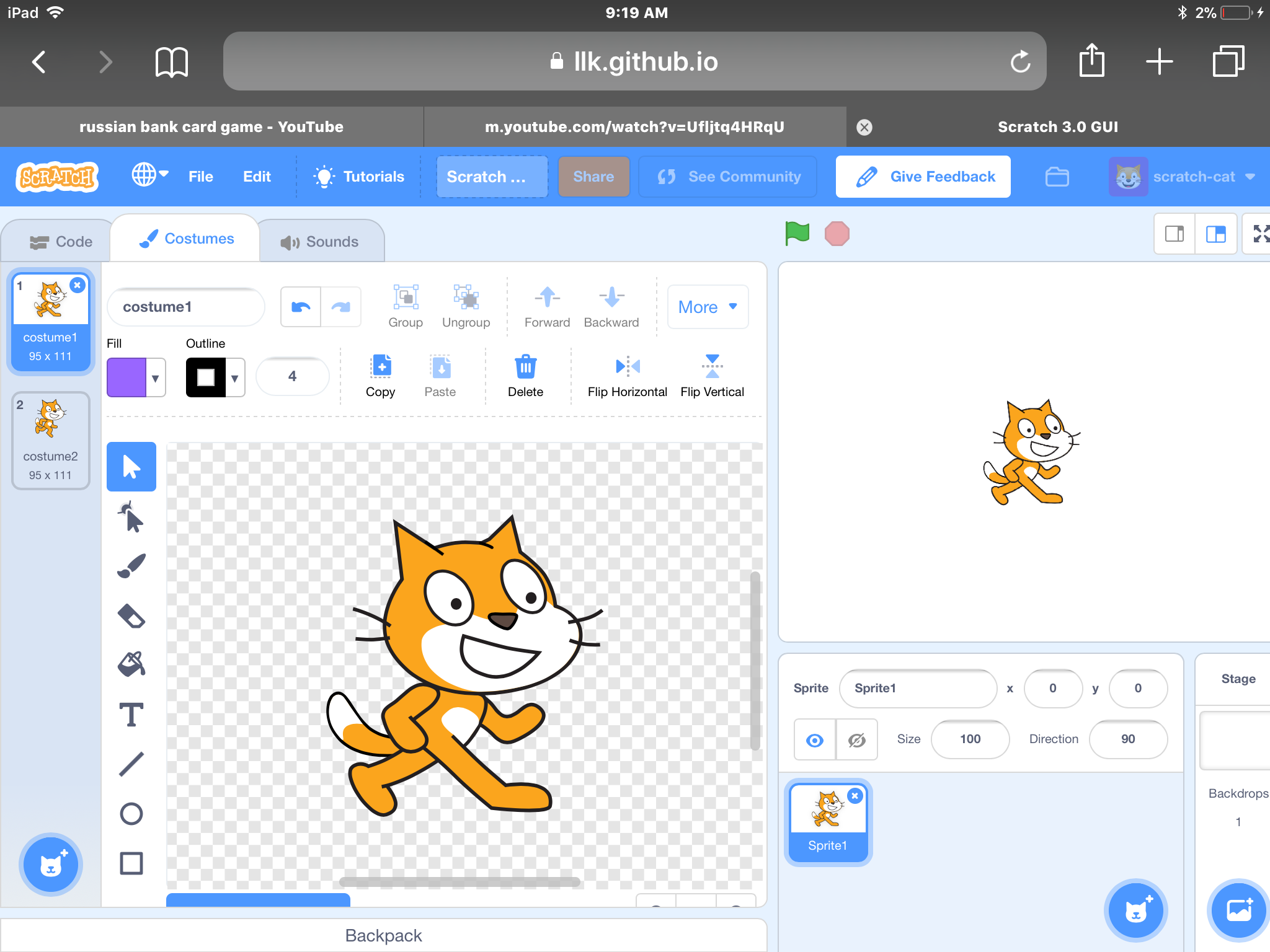 On iPad, switching to the Costumes tab causes the stage/sprite info to get shifted · Issue #2763 ...