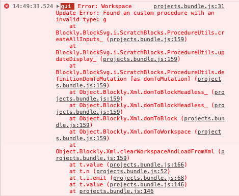 Loading a project with a custom procedure that has an invalid name ...