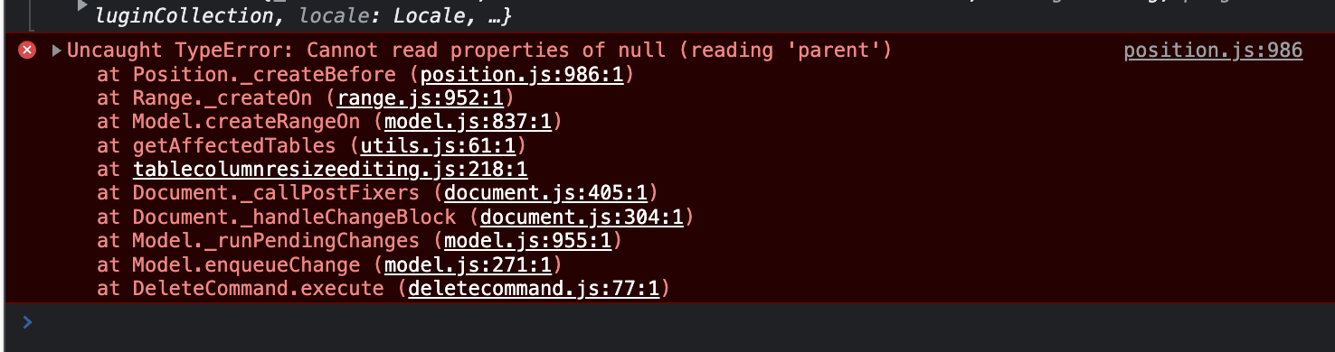 Deleting a table throws an error · Issue #12201 · ckeditor/ckeditor5 · GitHub