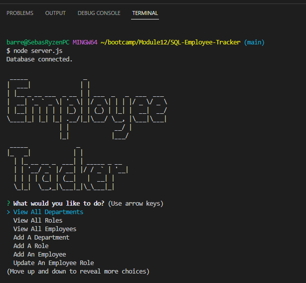 GitHub - Barrerse/SQL-Employee-Tracker
