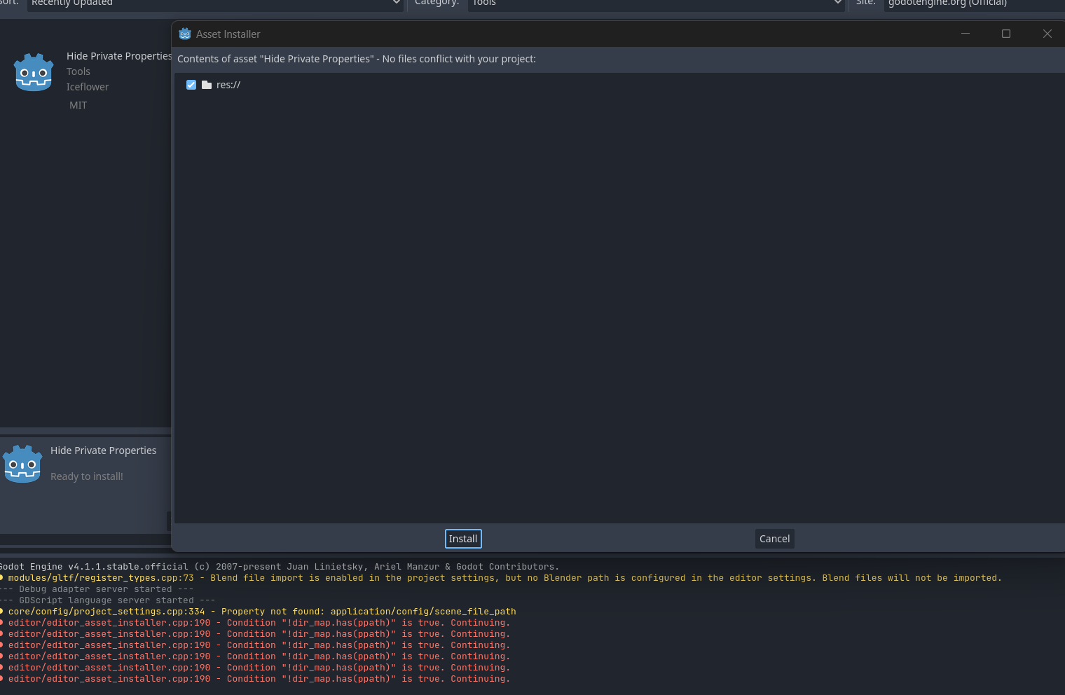 Addon is empty after downloading from asset lib · Issue #81311 · godotengine/godot · GitHub