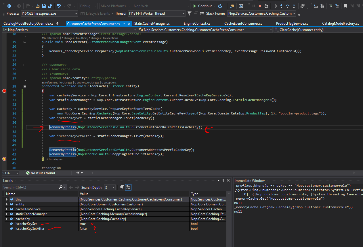 MemoryCacheManager.RemoveByPrefix() removes recent short term cache not related to the prefix ...