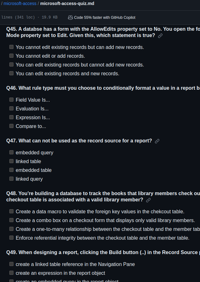 Microsoft Access : No answers for Q45-Q49 · Issue #6788 · Ebazhanov/linkedin-skill-assessments ...