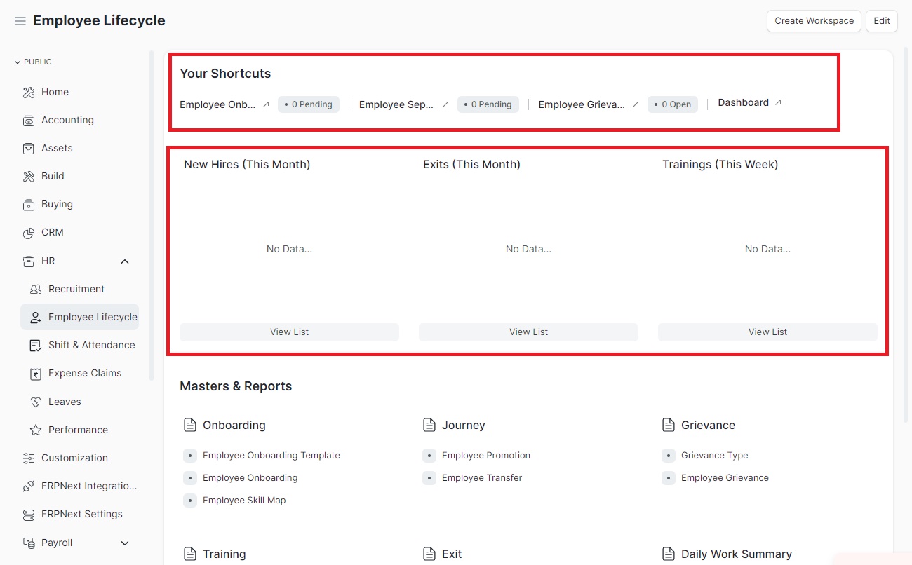 Restrict Shortcuts and Charts Overview in Standard Workspace · Issue #34479 · frappe/erpnext ...